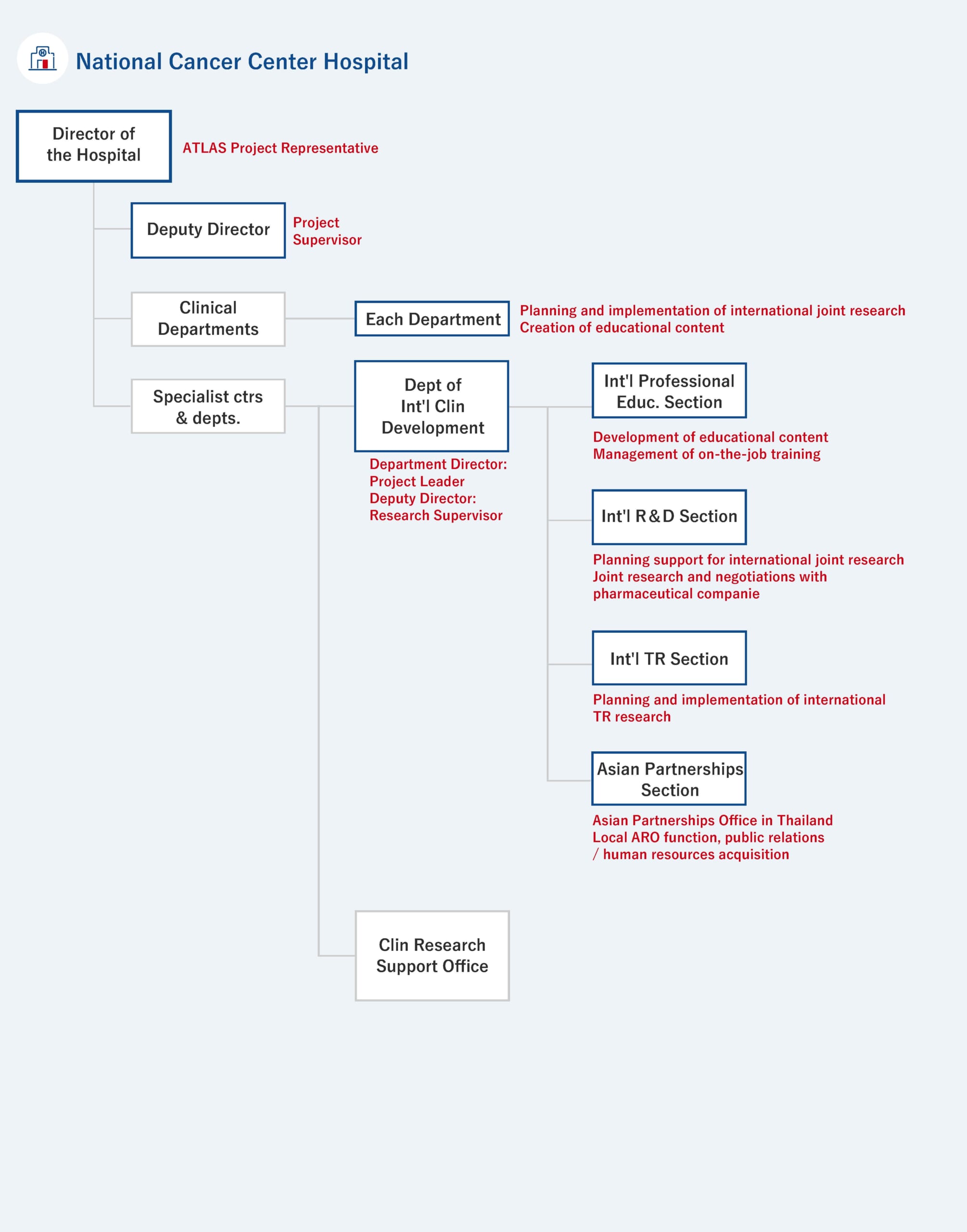 Organization chart｜ATLAS Asia Clinical Trials Network for Cancers Project